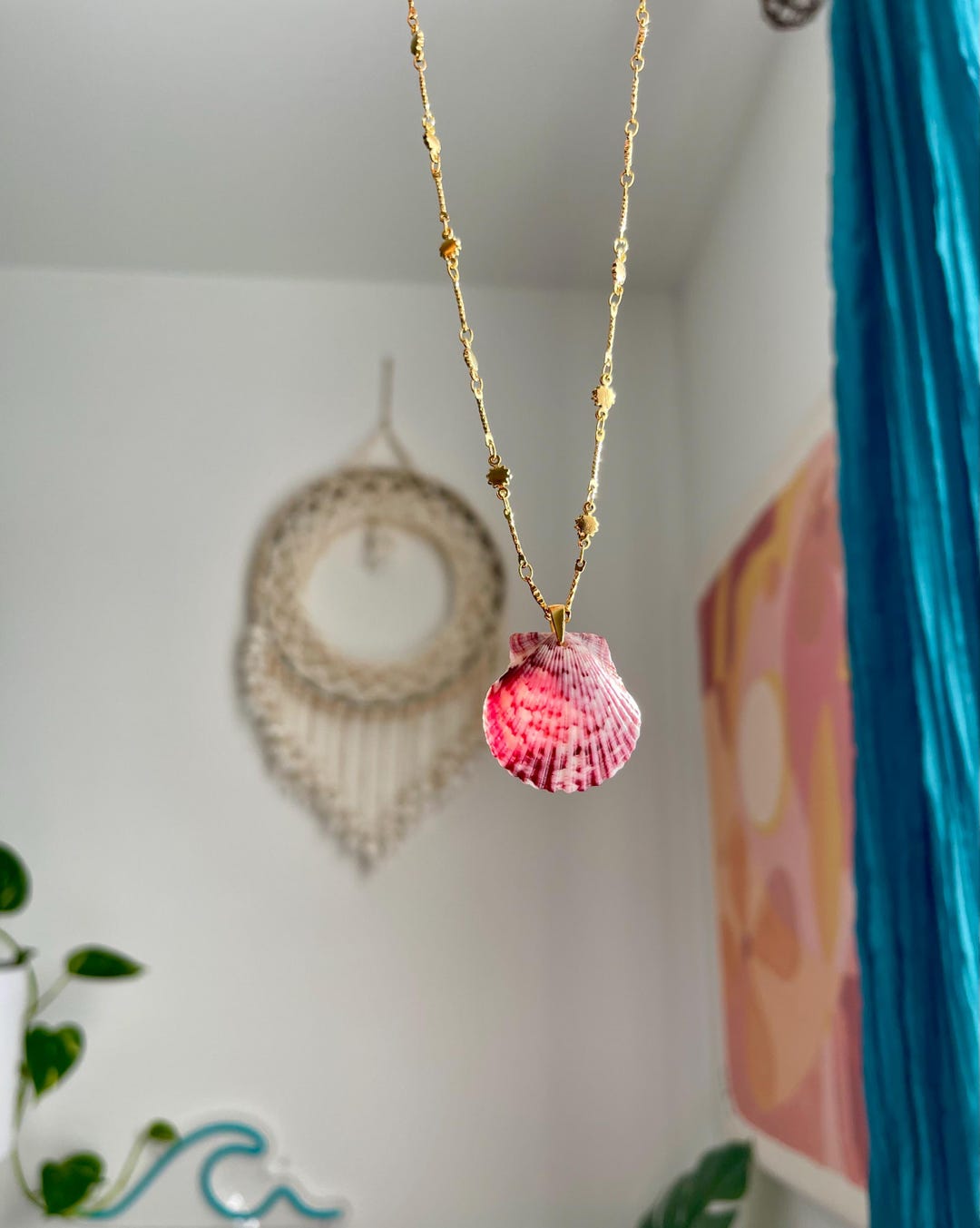 Purple Calico Shell With Sunset Chain - Etsy