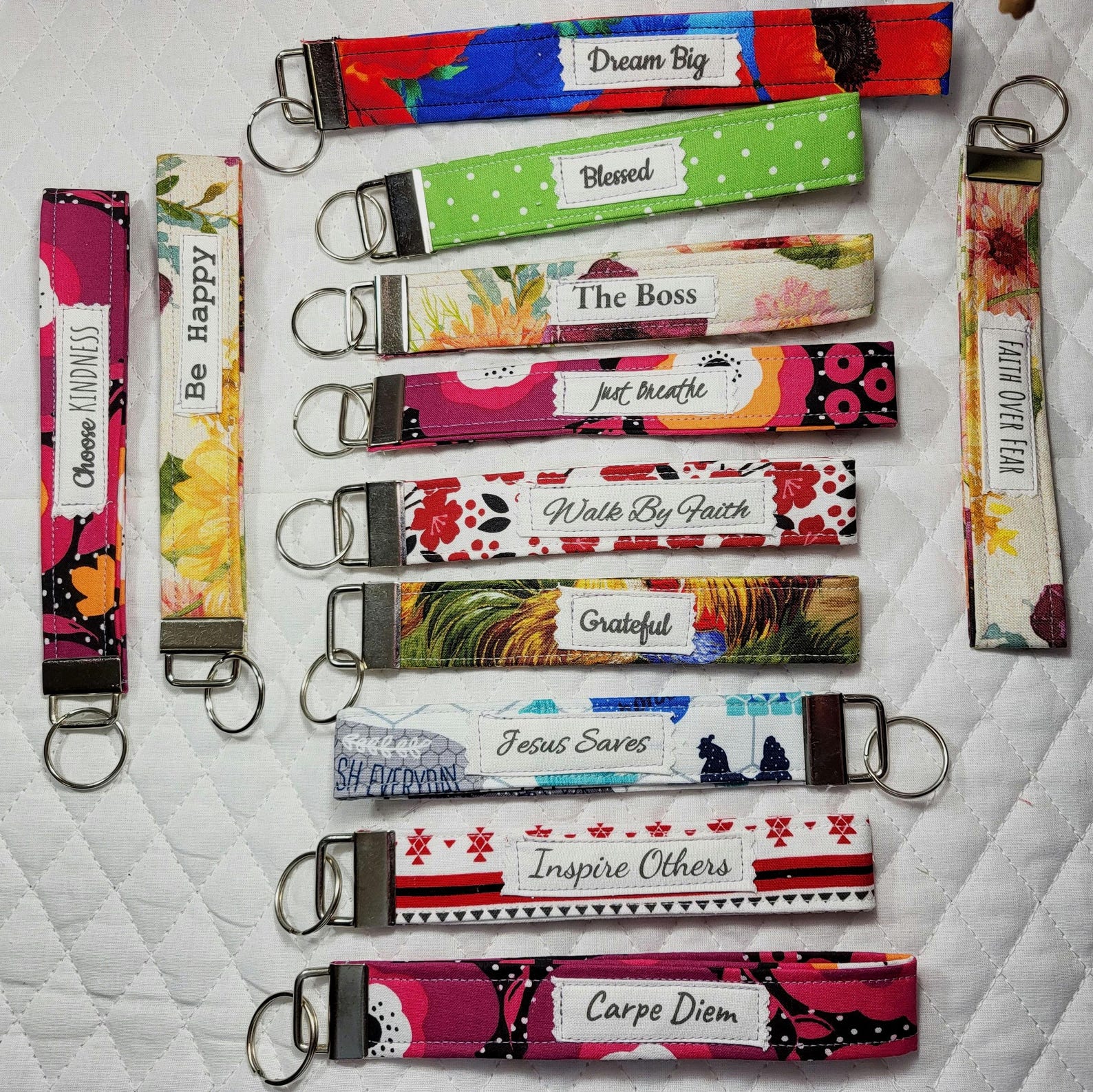 CHOICE PHRASES Keychain With Inspirational Phrase, Fabric Key Ring, Key ...