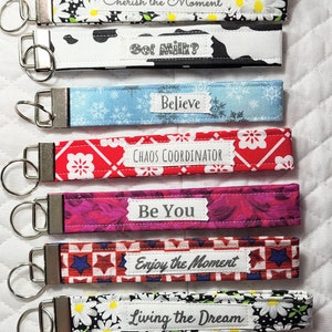 CHOICE PHRASES Keychain With Inspirational Phrase, Fabric Key Ring, Key ...
