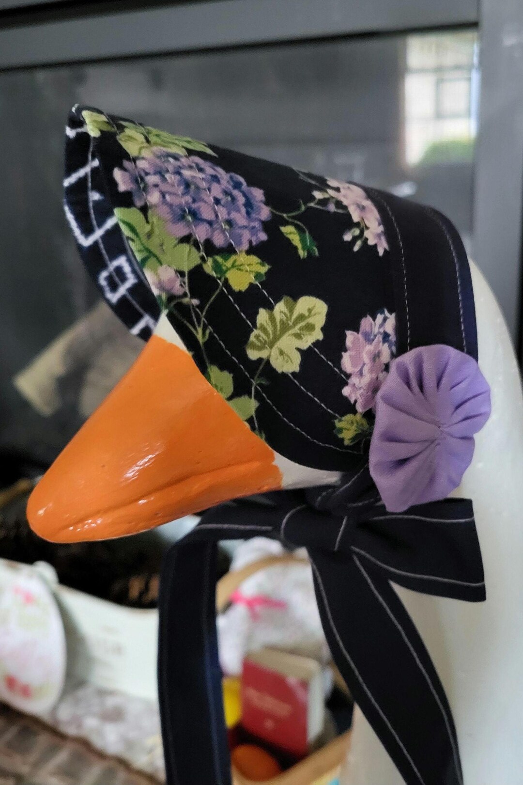 Two-sided BONNET for Porch Goose, Summer Floral Brimmed Bonnet ...