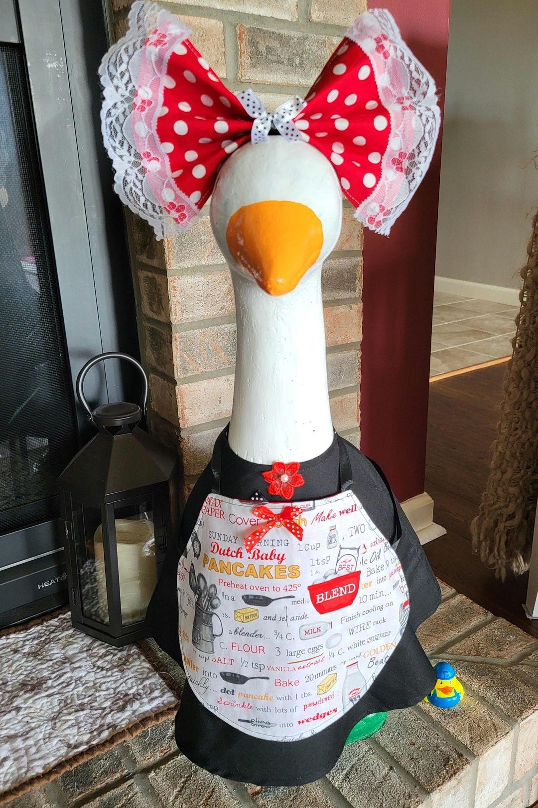 Porch Goose Outfit: Reversible Apron, Black Dress and Bow - Fits 23-29 ...