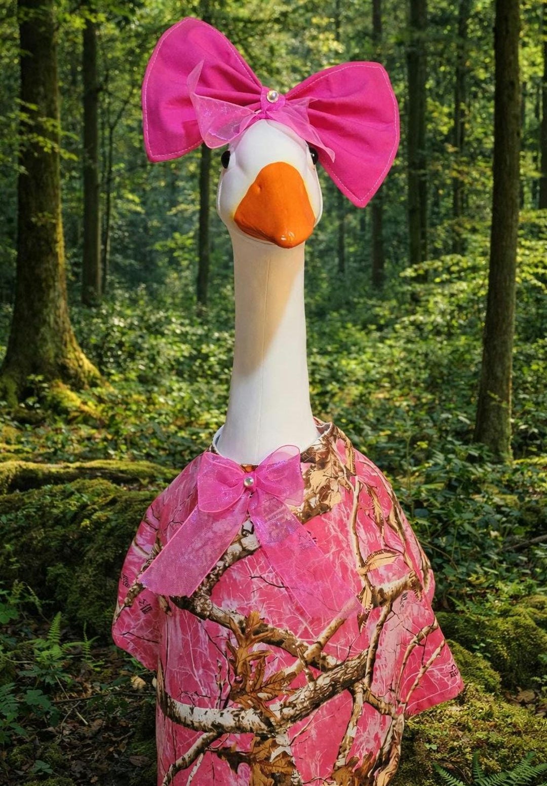 23+" Porch Goose Pink Camo Dress With Bow, Lawn Ornament Costume (fits ...