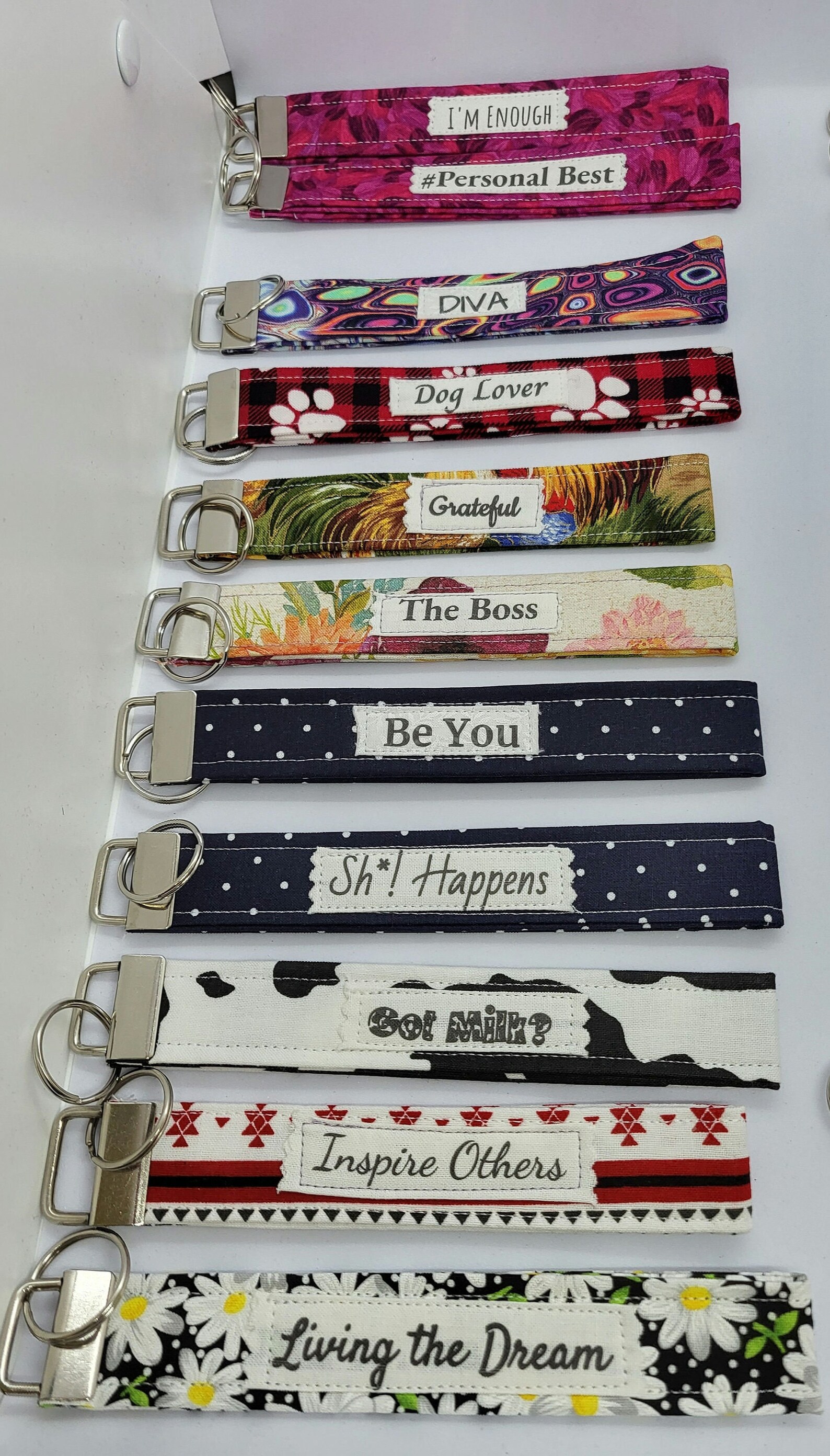 CHOICE PHRASES Keychain With Inspirational Phrase, Fabric Key Ring, Key ...