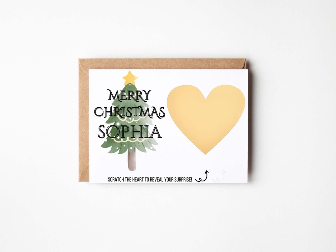Cute Tree Surprise Scratch Reveal Christmas Card Scratchcard Holiday ...