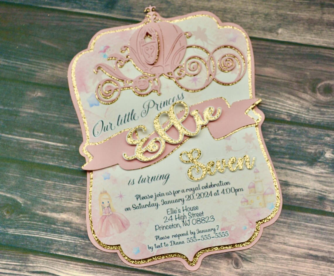 Princess Birthday Invitation, Handmade Invitation, Girl Birthday ...