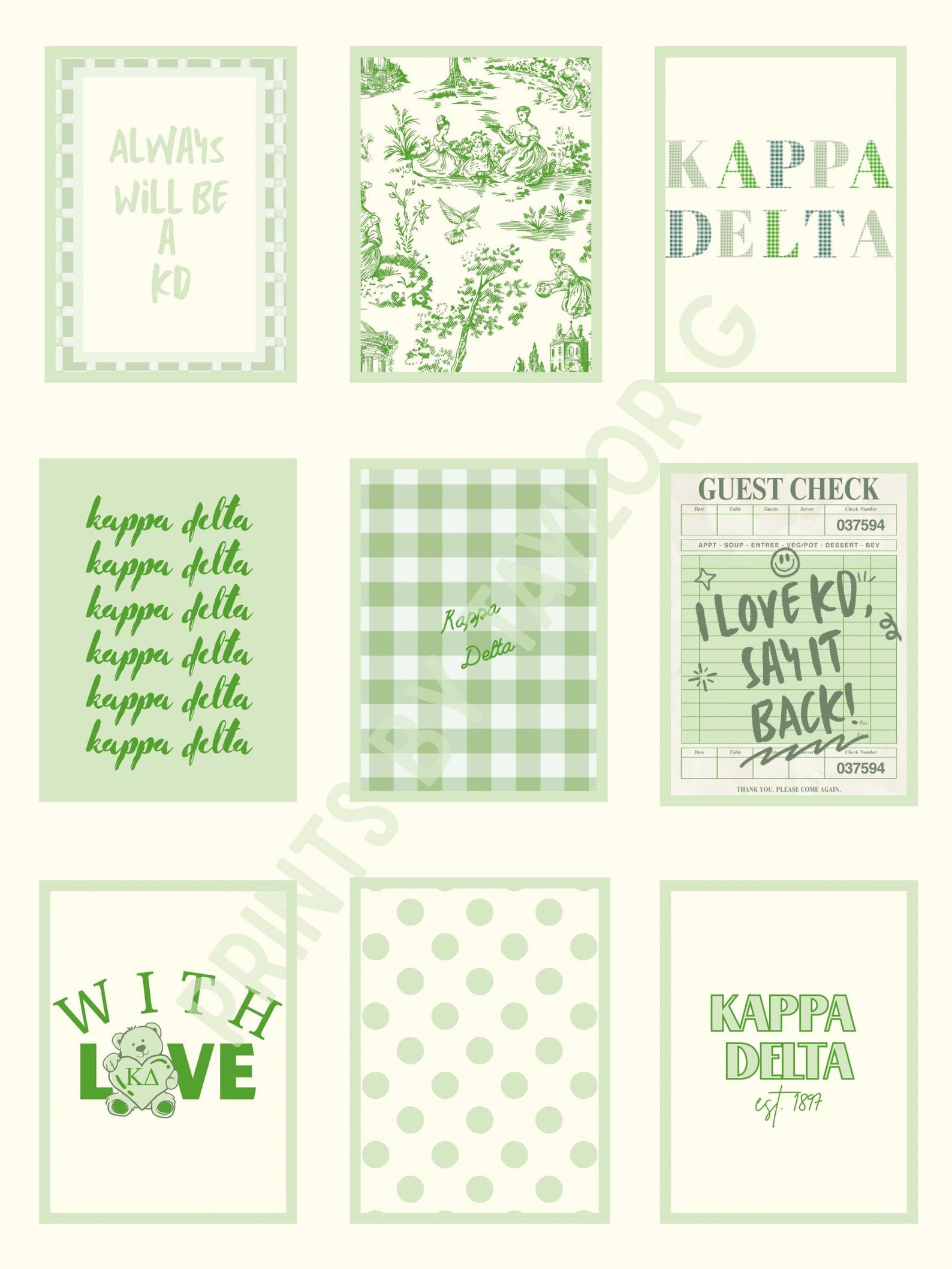 Kappa Delta Custom Digital Prints (set of 9) - Etsy