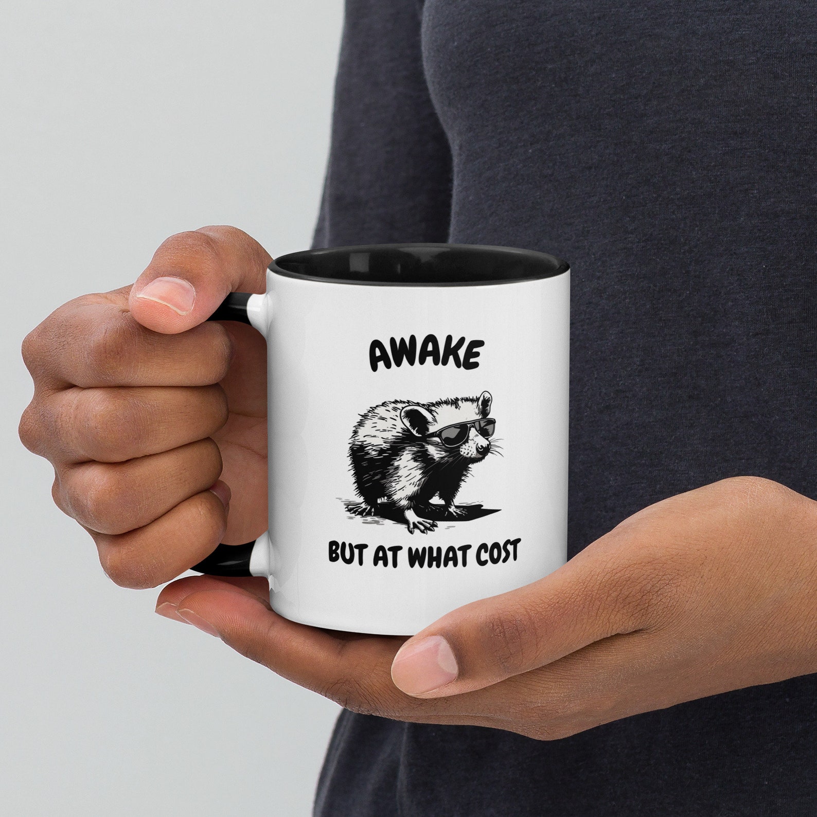 Awake but at What Cost Opossum Mug, Retro Animal Mug, Playful Opossum ...