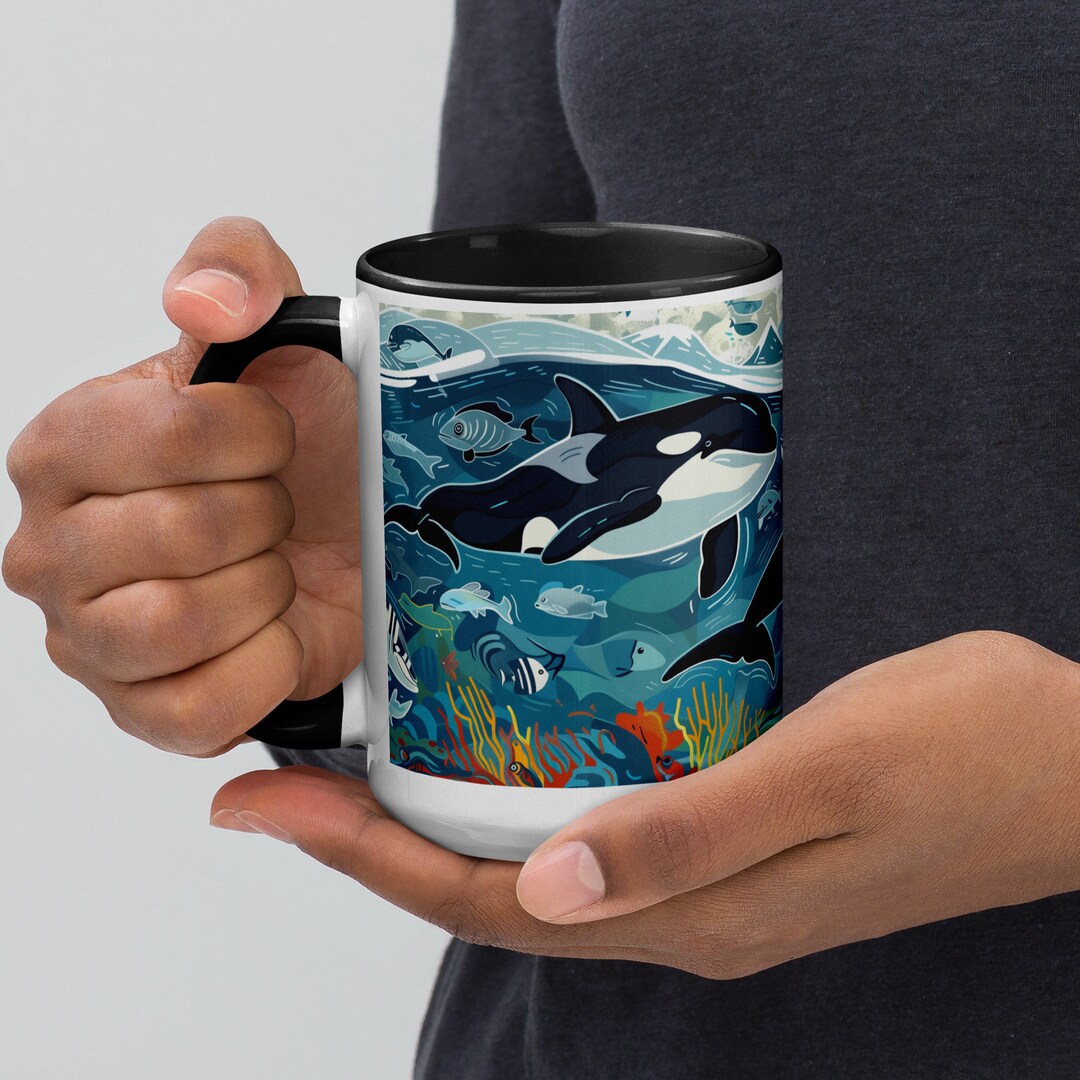 Picasso Style Orca Ceramic Mug, Abstract Whale Art - Etsy
