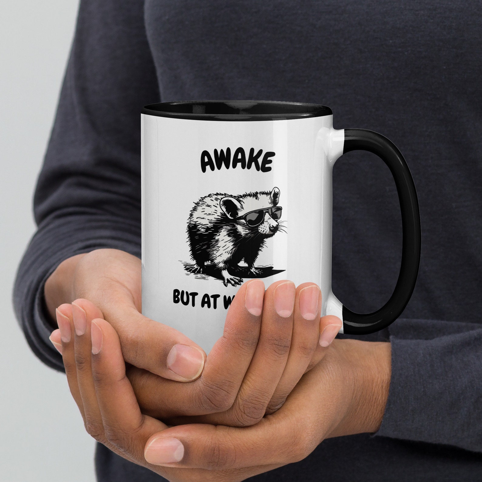 Awake but at What Cost Opossum Mug, Retro Animal Mug, Playful Opossum ...