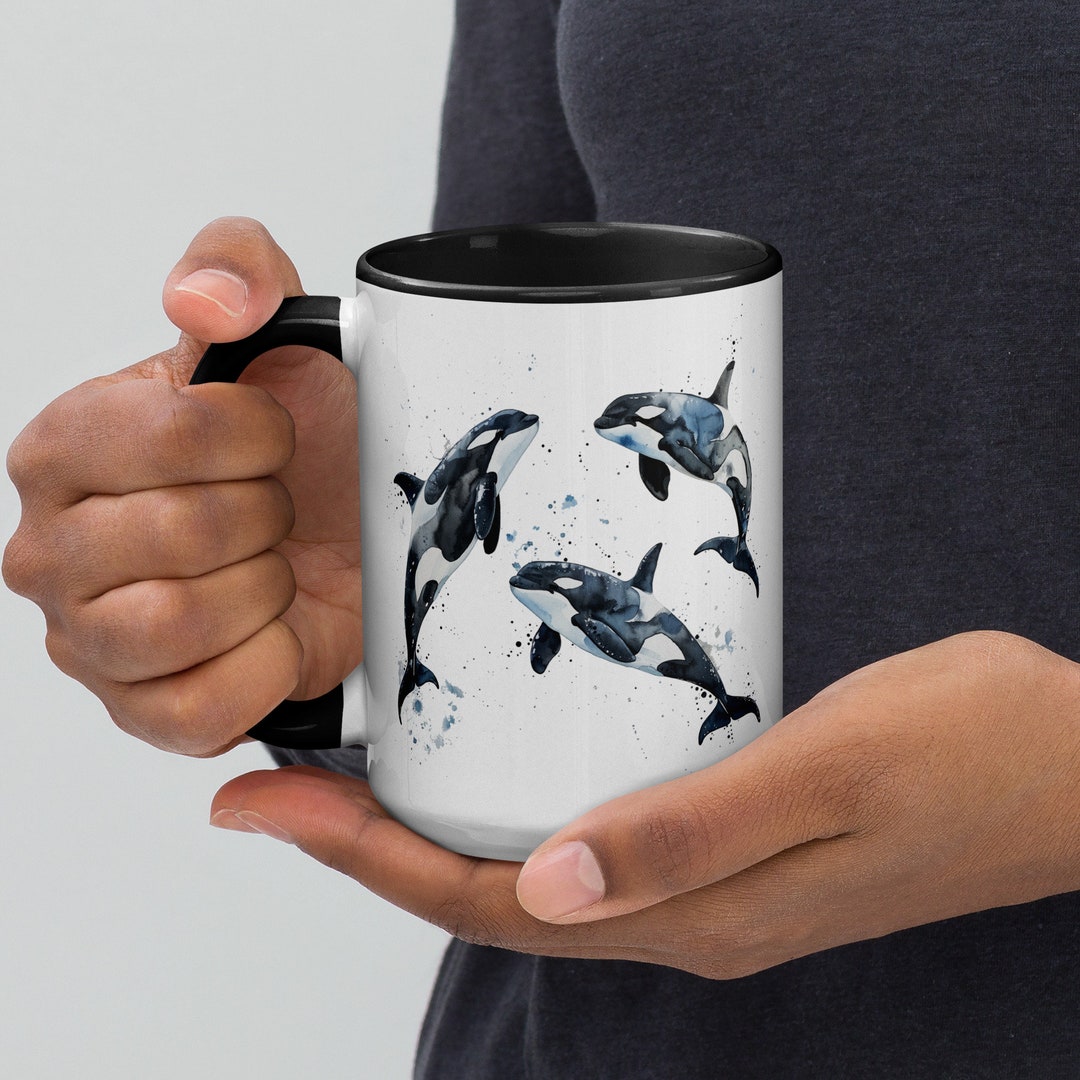 Watercolor Orcas Mug, Watercolor Orca Mug, Orca Lover Gift, Cute Killer ...