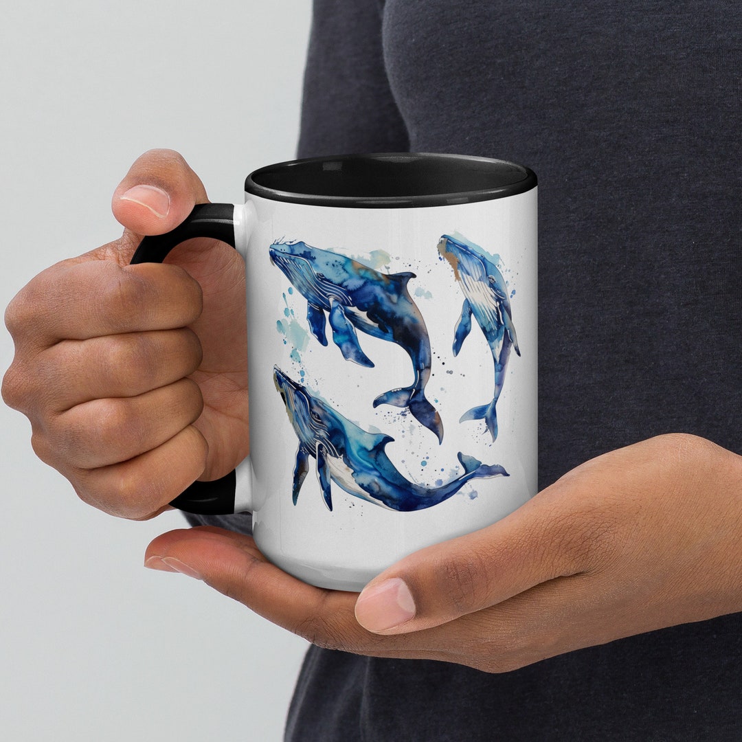 Watercolor Whales Mug, Watercolor Whale Mug, Whale Lover Gift, Cute ...