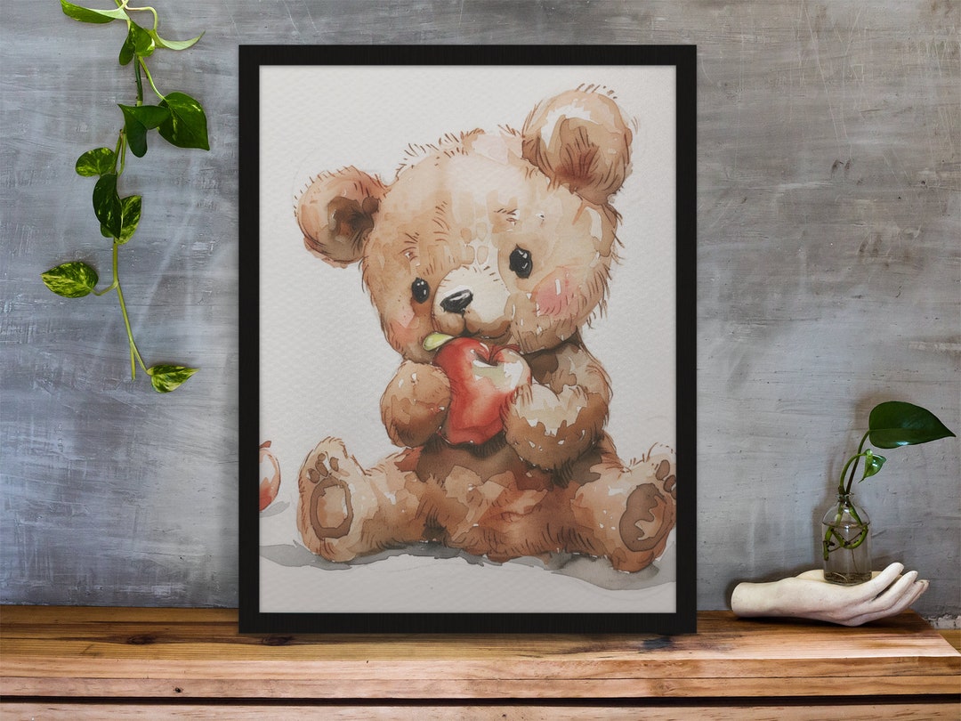 Apple Paw-s Framed Poster, Animal Theme Print, Kids Room Decor ...