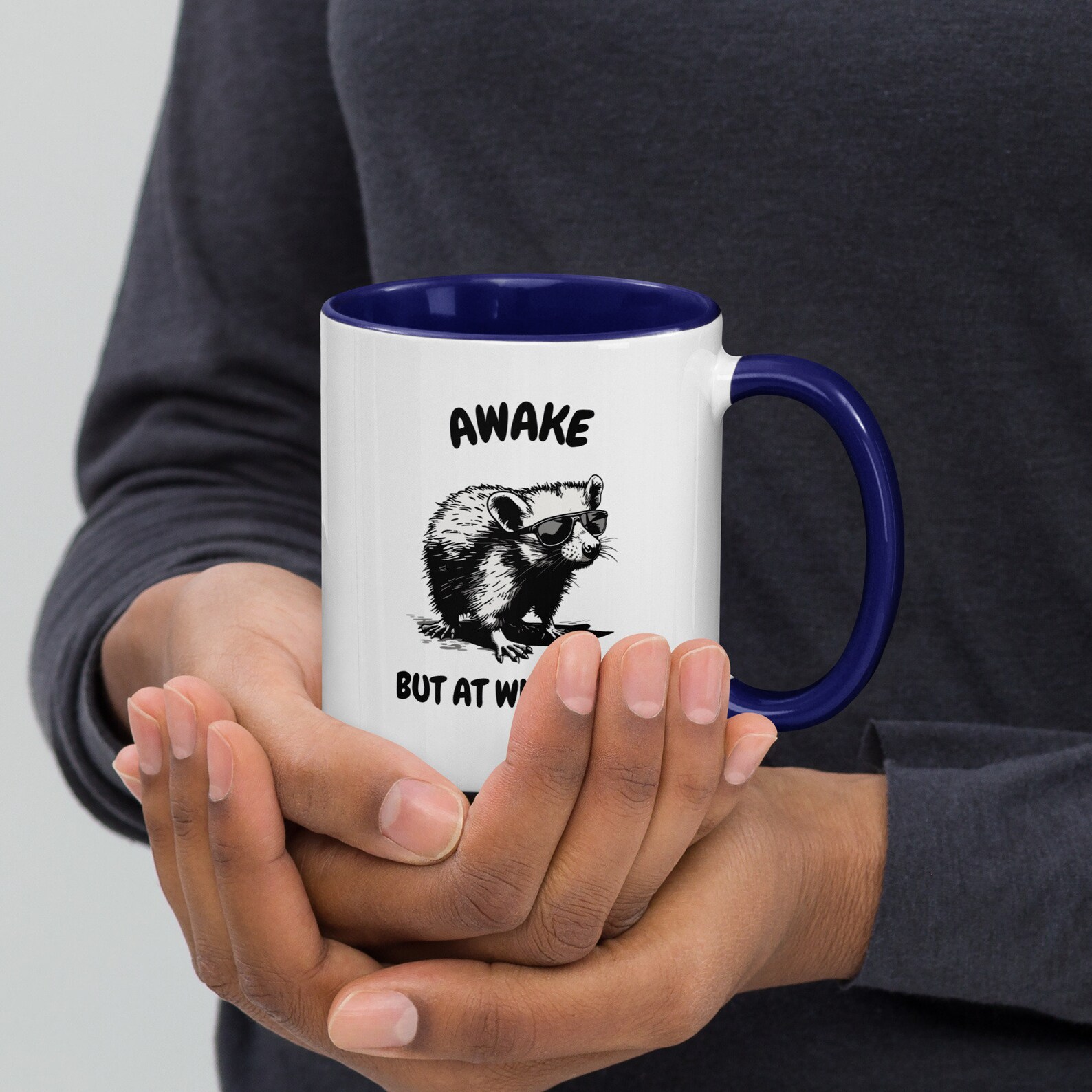 Awake but at What Cost Opossum Mug, Retro Animal Mug, Playful Opossum ...