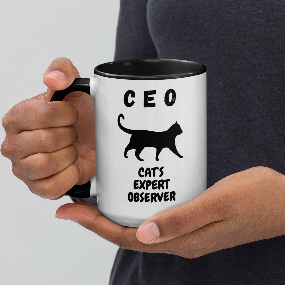 CEO Cat's Expert Observer Mug, Cat Lover Mug, Cute Cat Gift, Pet Lover ...