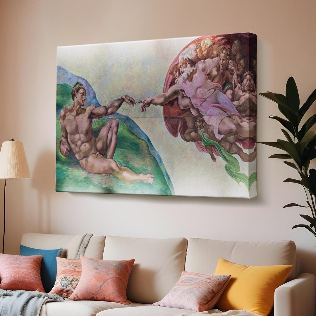 Creation of Adam With Outstretched Hands Canvas Painting, Adam's Hand ...