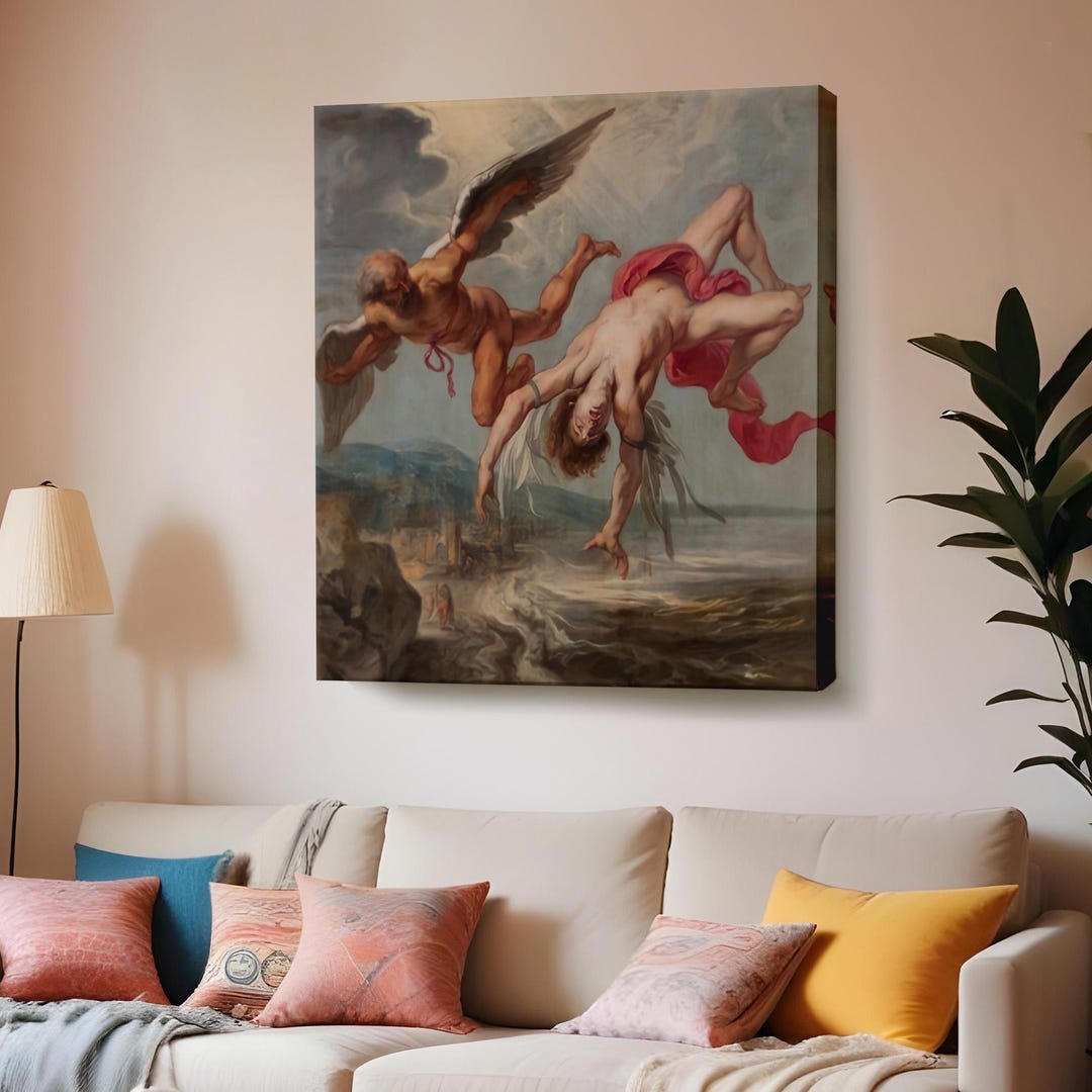 The Flight of Icarus Decorative Wall Print, Modern Canvas Wall Decor ...