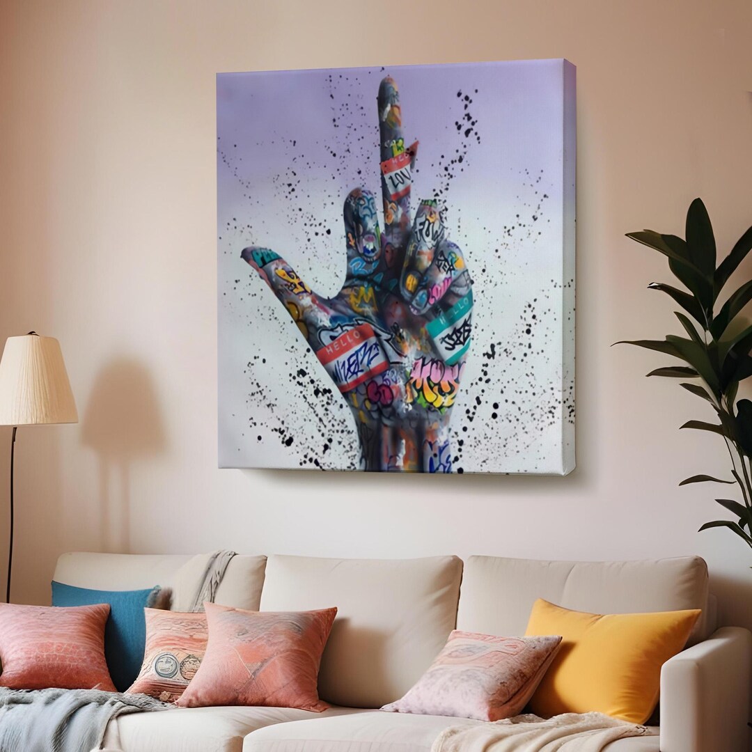 Middle Finger Movement Street Art, Canvas Print, Graffiti Middle Finger ...