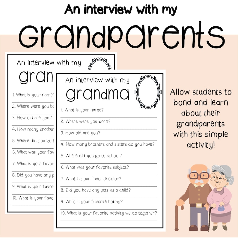 An Interview With My Grandparents / Grandparents Day - Etsy