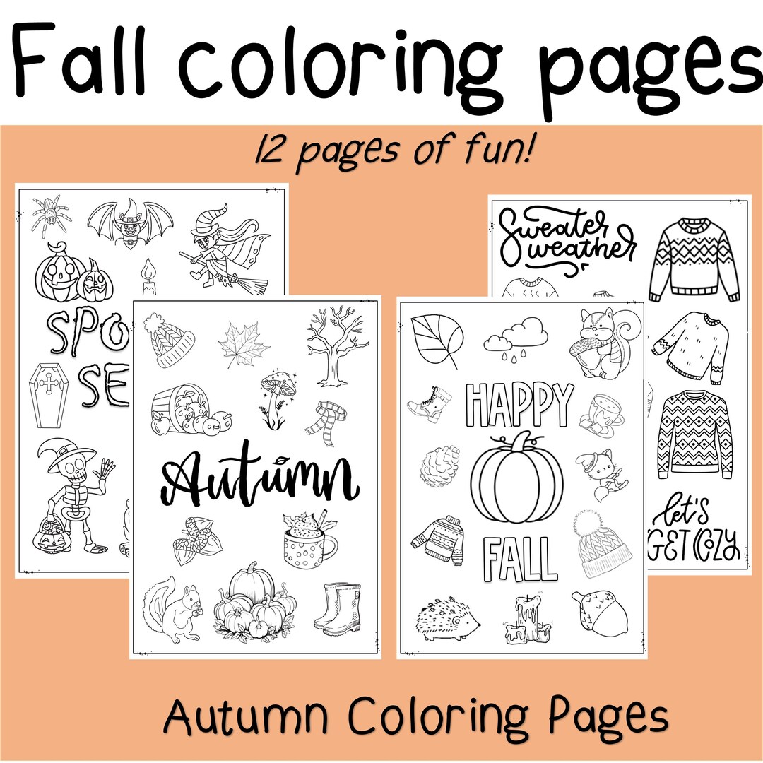 Fall Coloring Pages/ Autumn / Halloween - Etsy