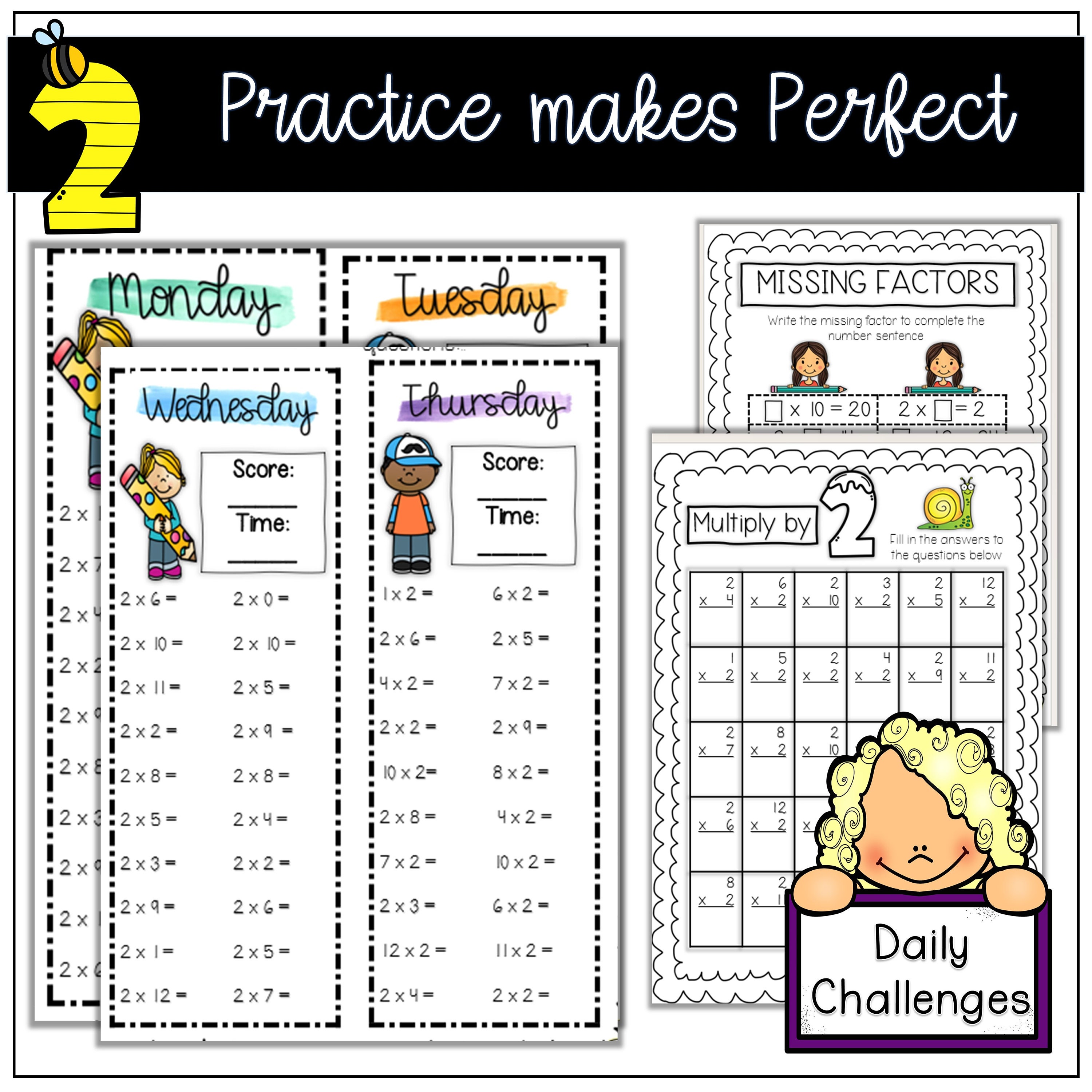 2 Timestable Multiplication Activity Booklet/worksheets/games - Etsy