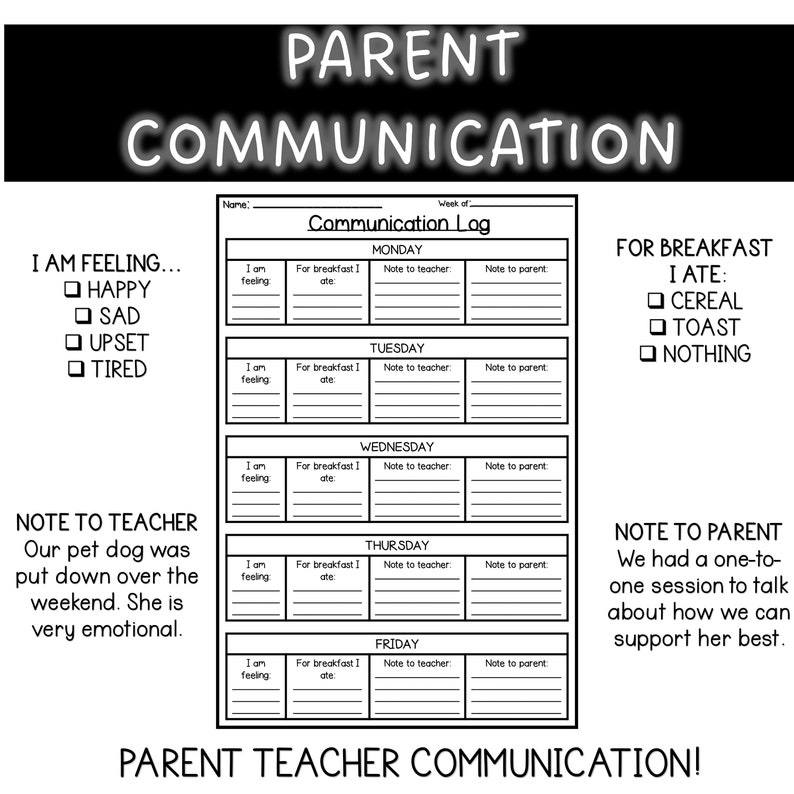 Behavior Reflection Response Sheet /parent Communication/ Behavior Log ...