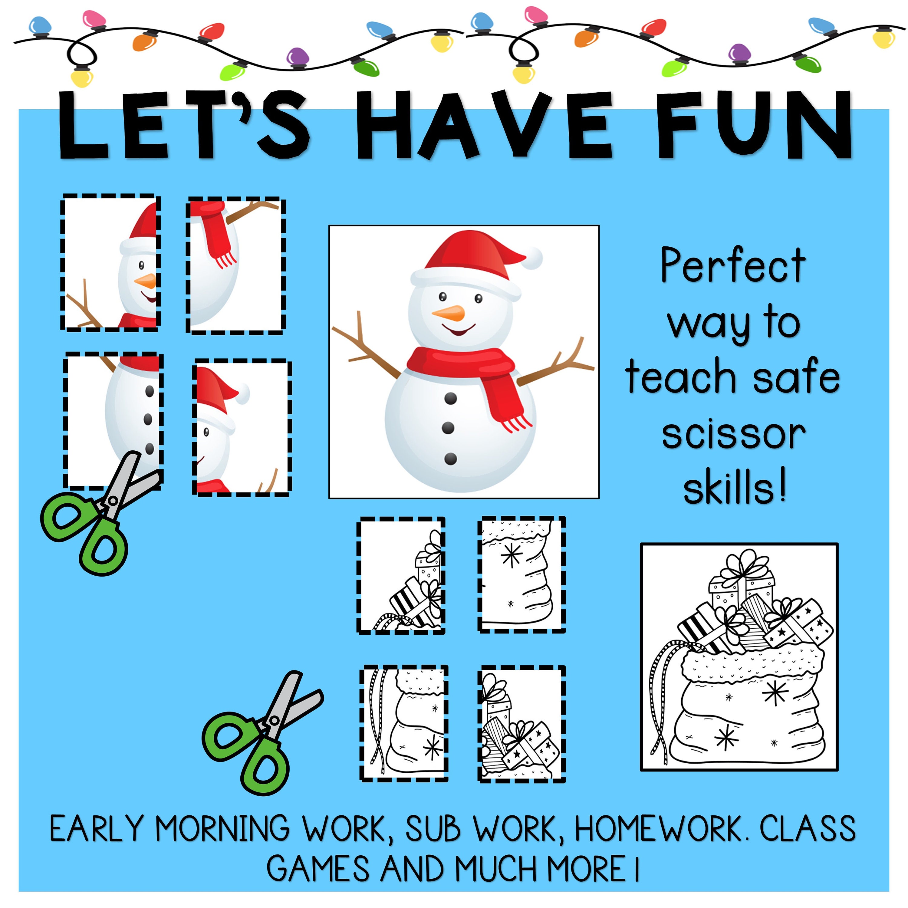 Cut and Paste Fine Motor Puzzles/ Christmas Theme/ Pre K and ...