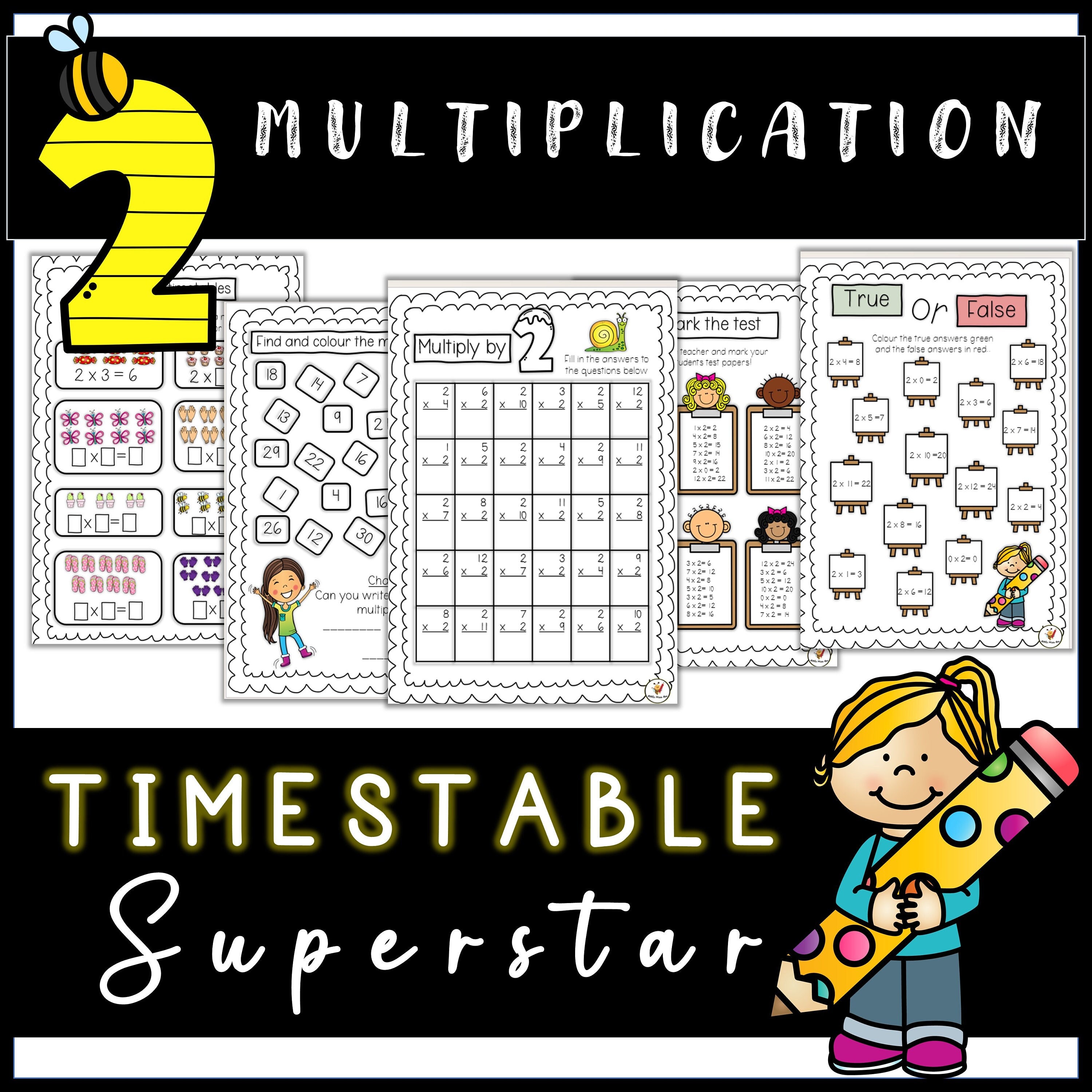 2 Timestable Multiplication Activity Booklet/worksheets/games - Etsy