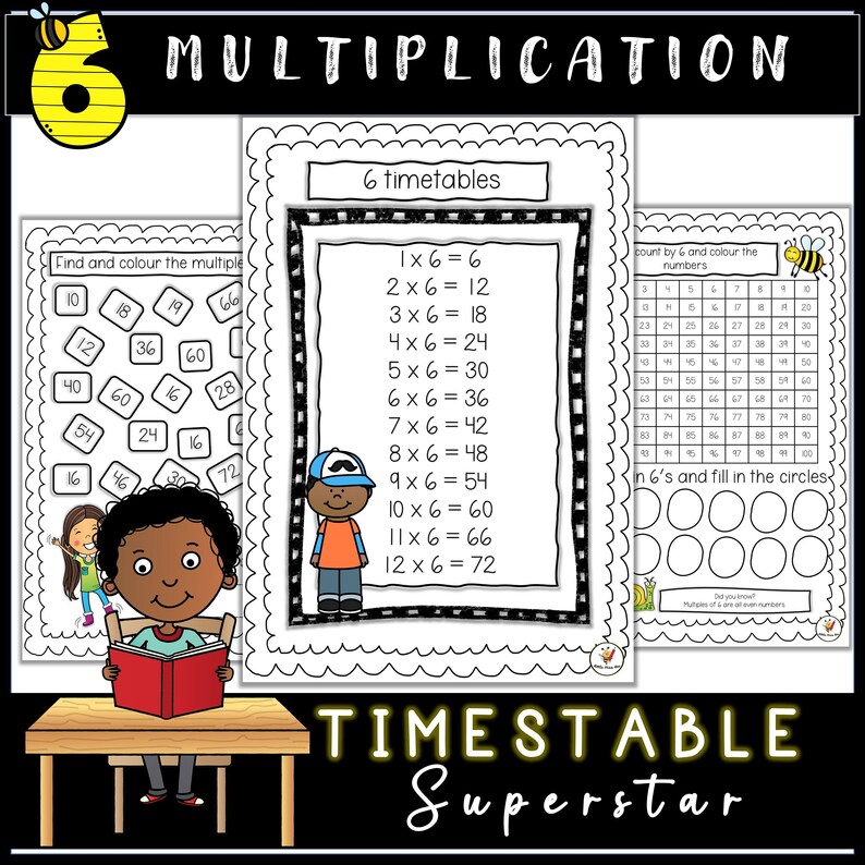 6 Timestable Multiplication Activity Booklet/worksheets/games - Etsy
