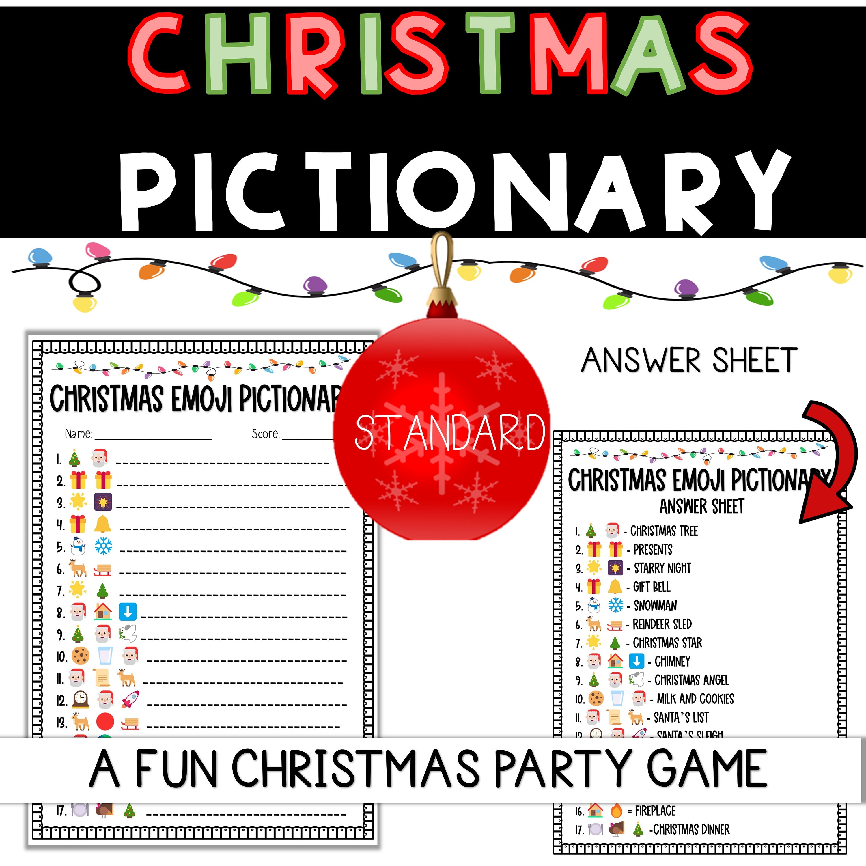Emoji Pictionary Christmas Party Game Holiday Emoji Quiz - Etsy