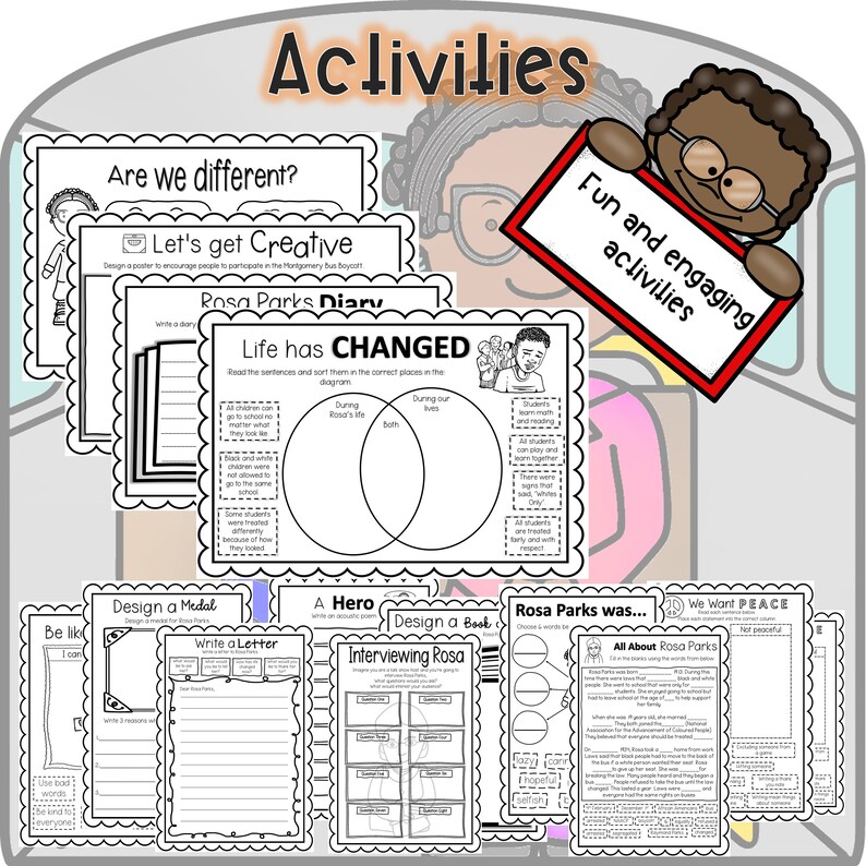 Rosa Parks Activities/worksheets for Kids - Etsy