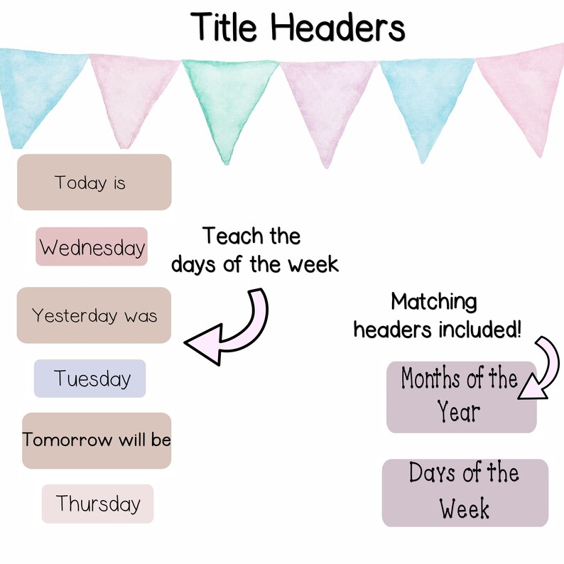 Pastel Days of the Week and Months of the Year Display Labels for ...