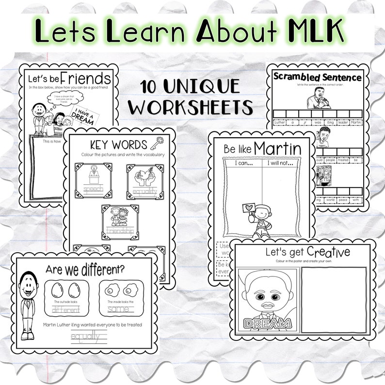Martin Luther King Jr Kindergarten Activities - Etsy