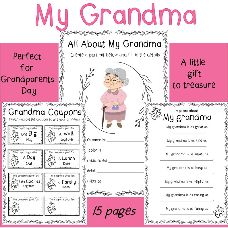 All About My Grandma- Grandparents Day Activities - Etsy