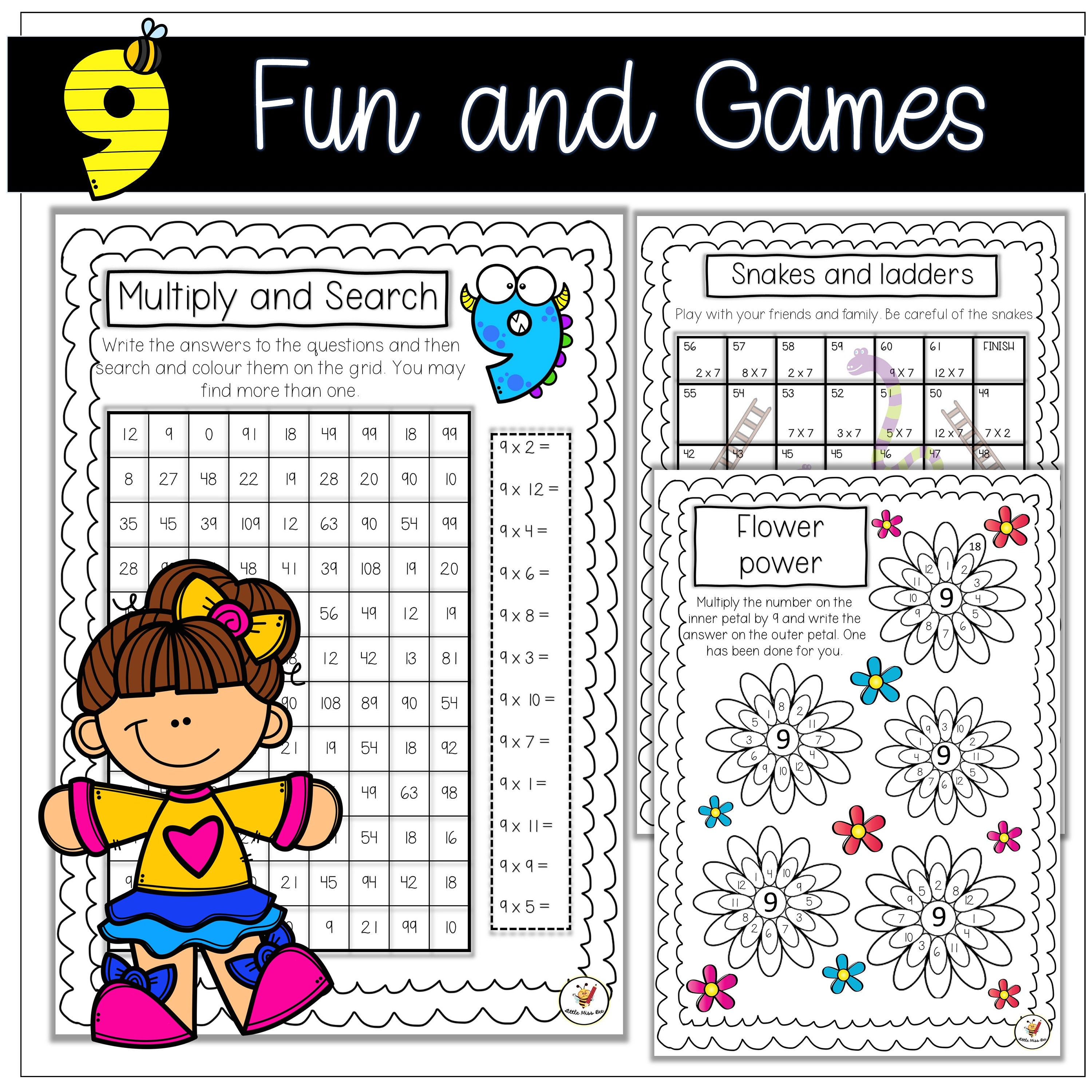 9 Timestable Multiplication Activity Booklet/worksheets/games - Etsy