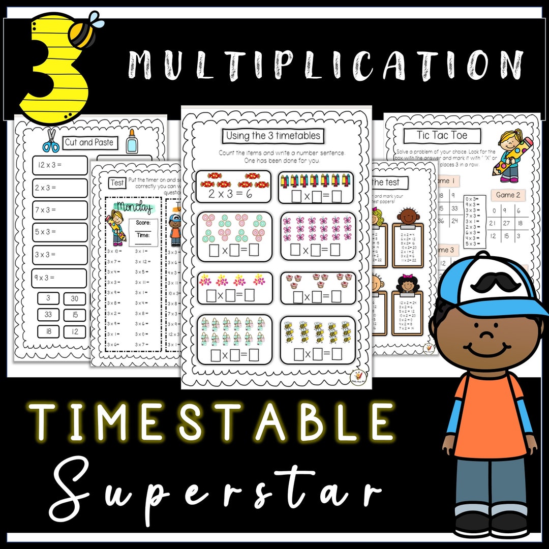 3 Timestable Activity Booklet Multiplication Facts/ Worksheets/ Games ...