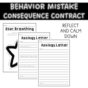 Behavior Reflection Response Sheet /consequence Sheet, Apology Sheet ...