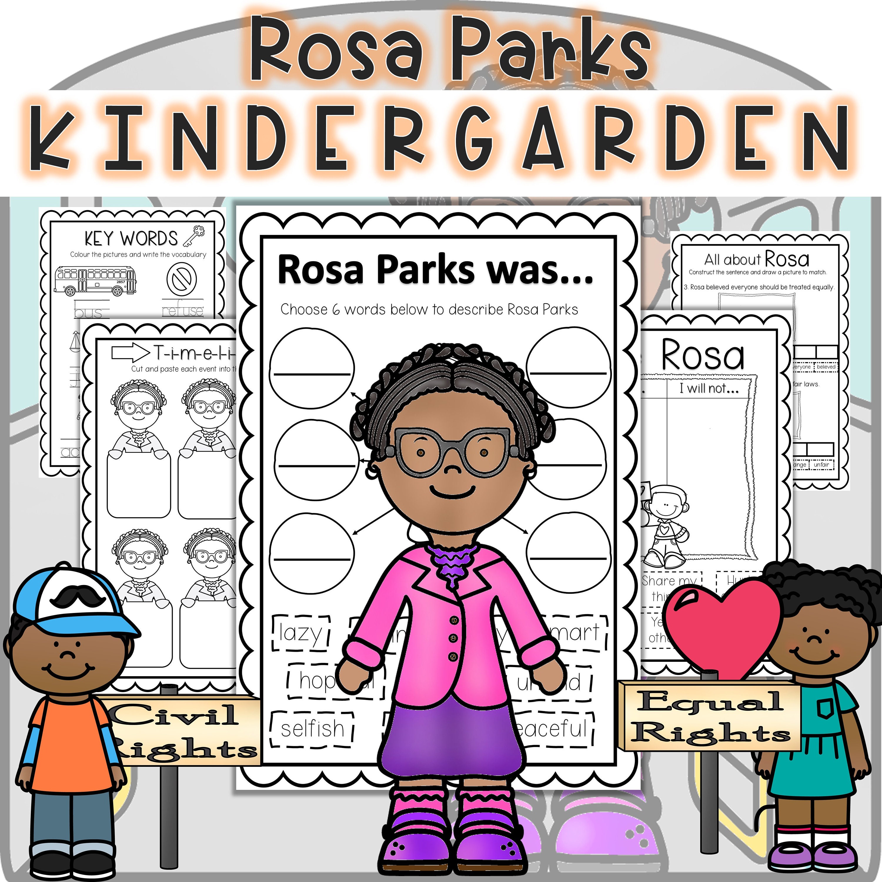 Rosa Parks Kindergarten Activities/ Worksheets/ Black History Month - Etsy