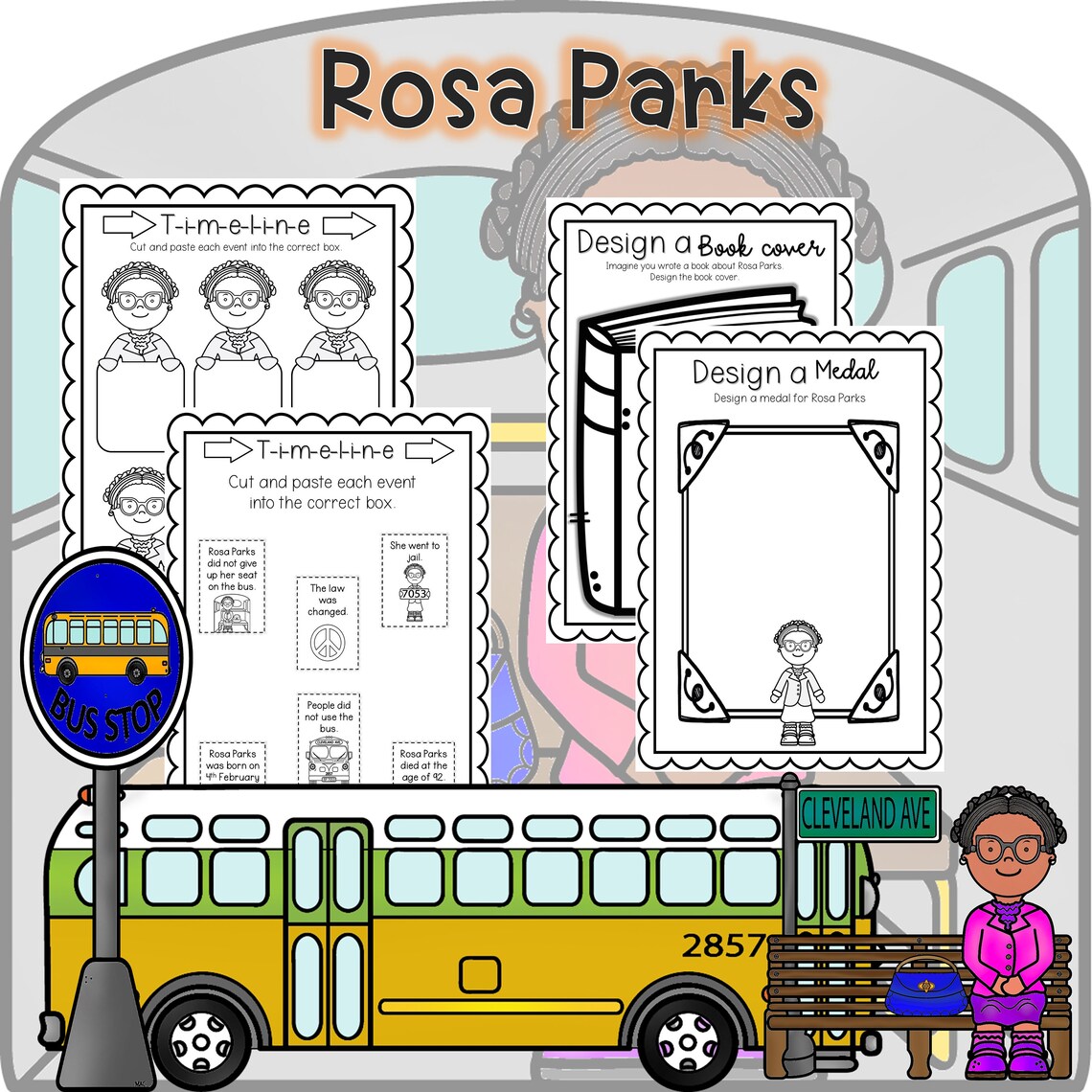 Rosa Parks Kindergarten Activities/ Worksheets/ Black History Month - Etsy