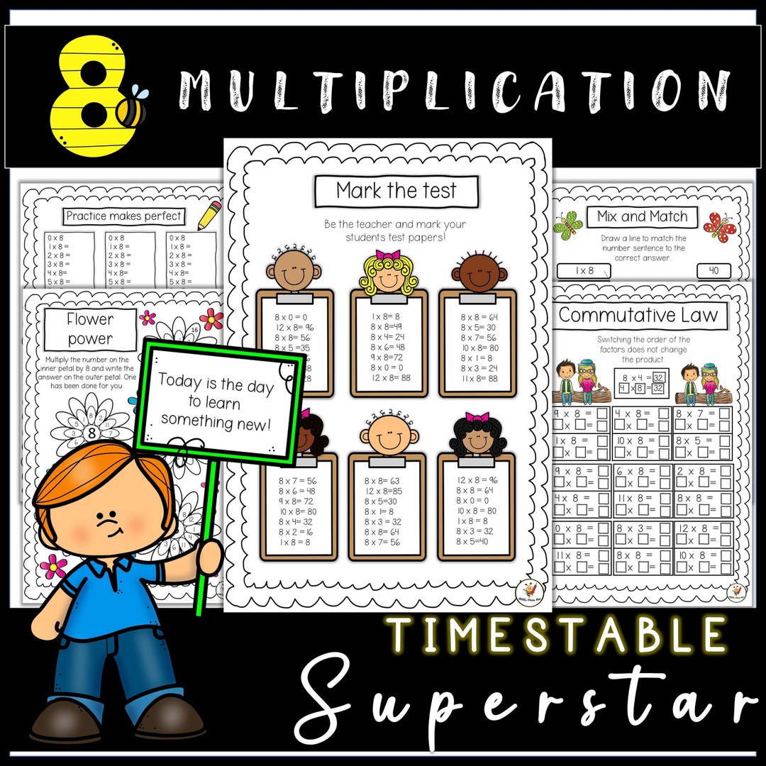 8 Timestable Multiplication Activity Booklet/worksheets/games - Etsy