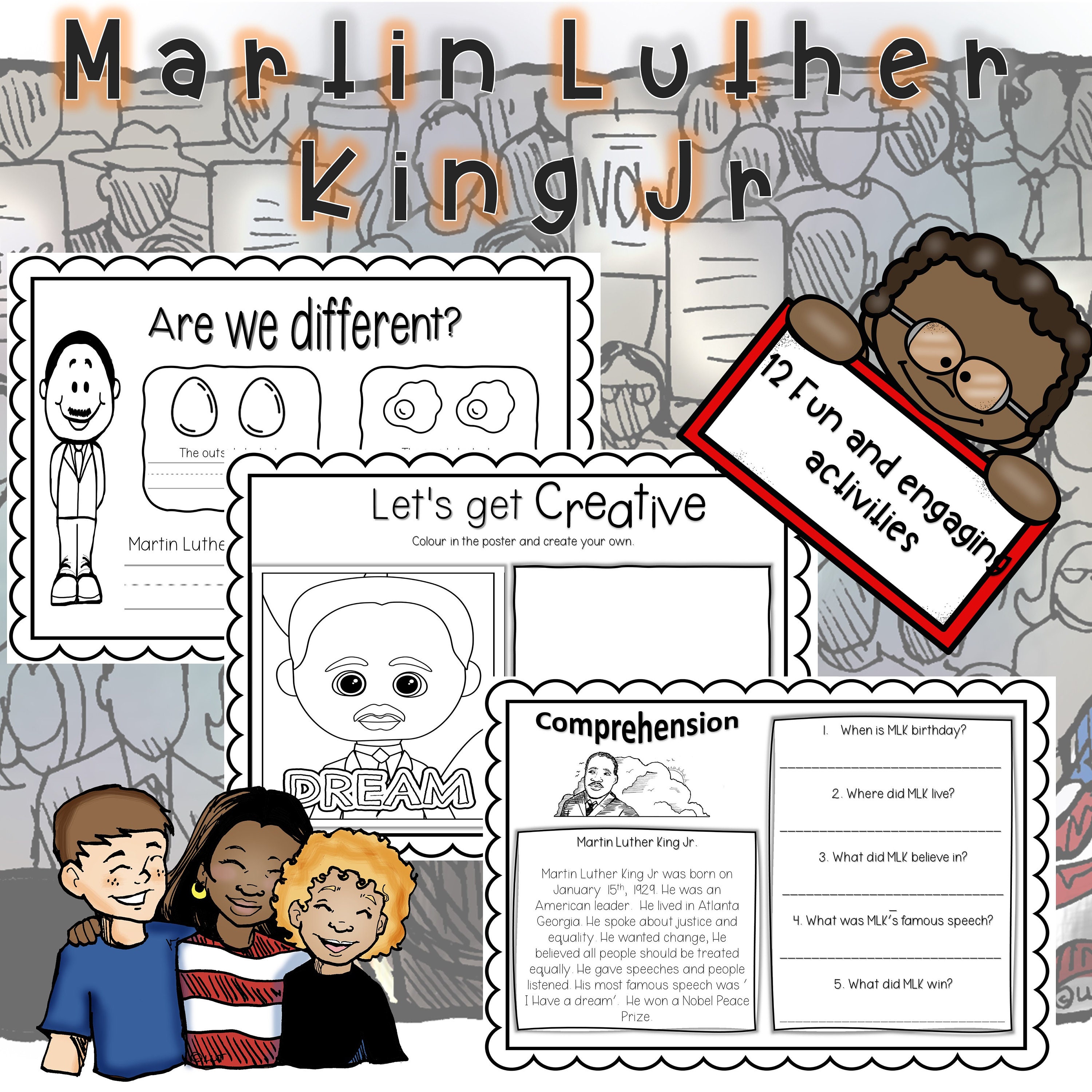 Martin Luther King Grade 1 Activities - Etsy