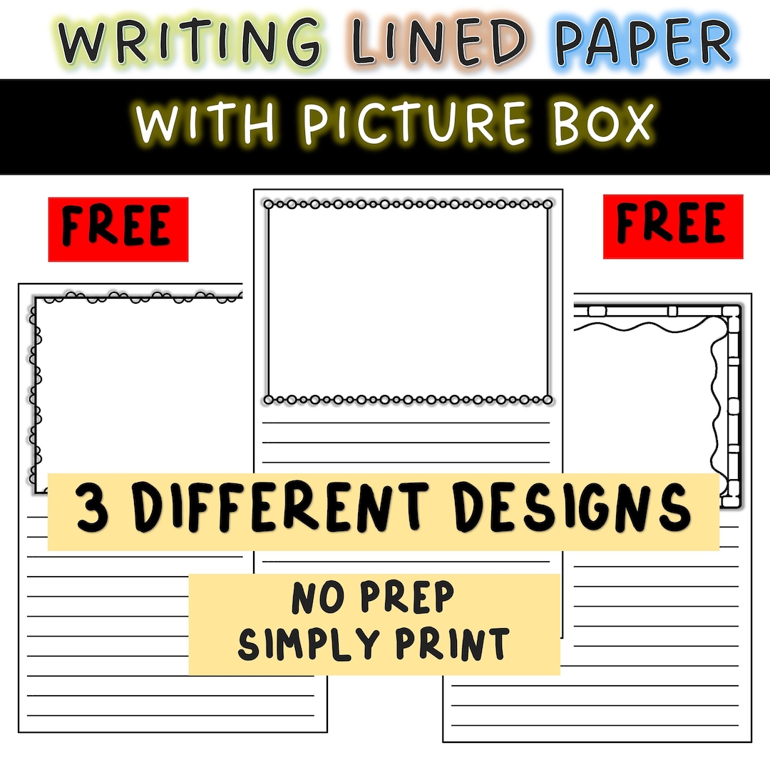 Lined Writing Paper With Picture Box - Etsy
