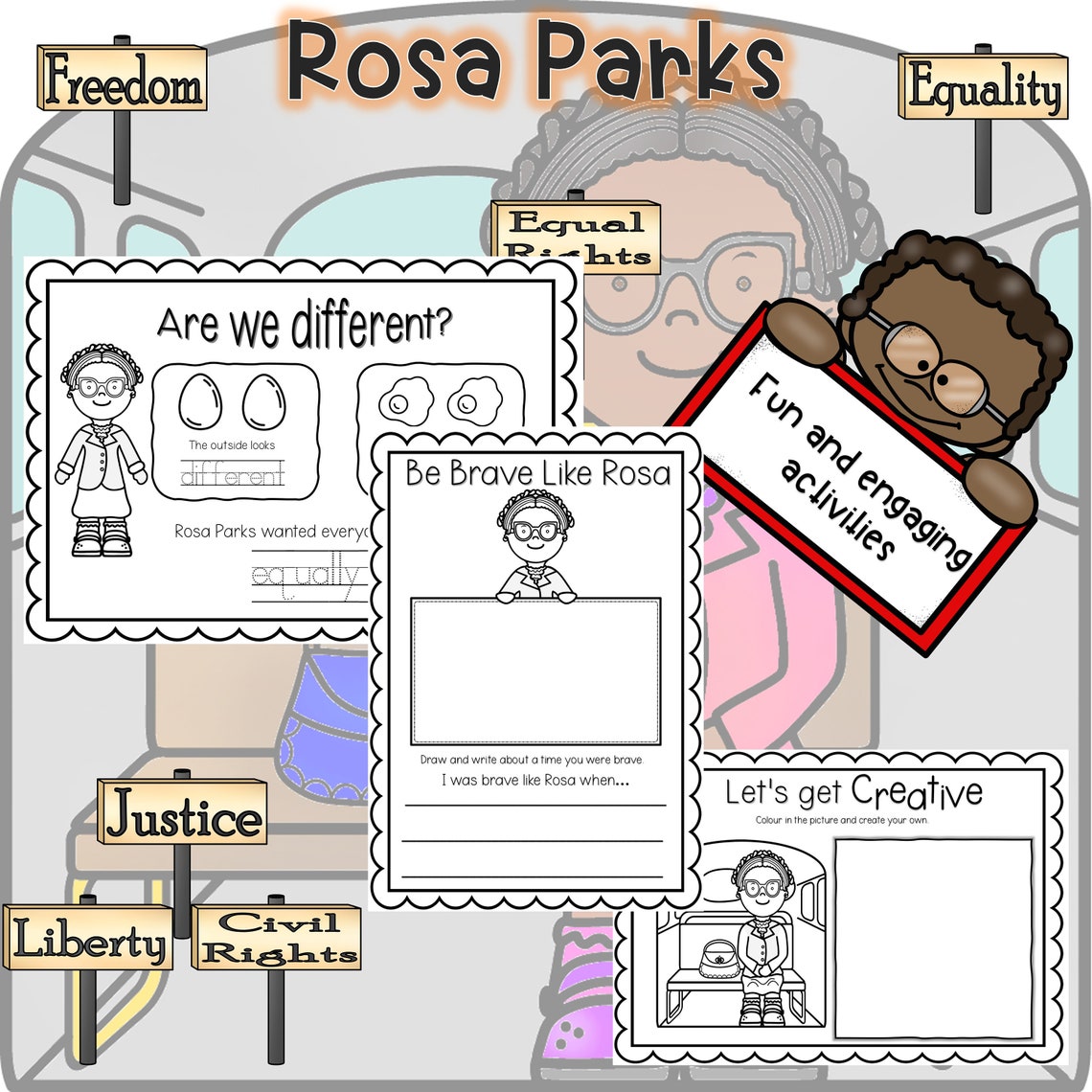 Rosa Parks Kindergarten Activities/ Worksheets/ Black History Month - Etsy