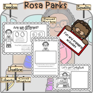 Rosa Parks Kindergarten Activities/ Worksheets/ Black History Month - Etsy