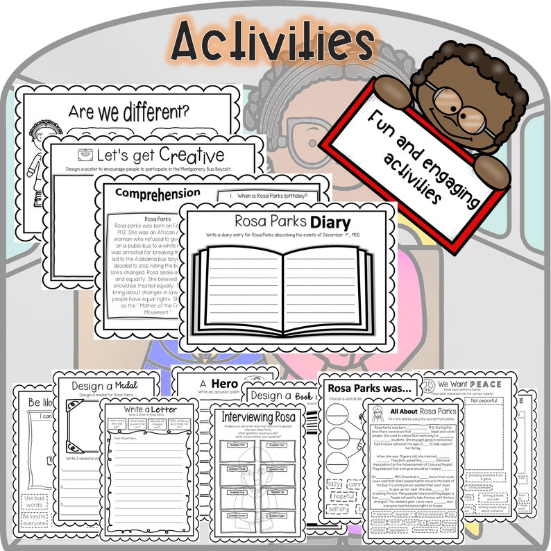 Rosa Parks Activities/worksheets for Kids - Etsy