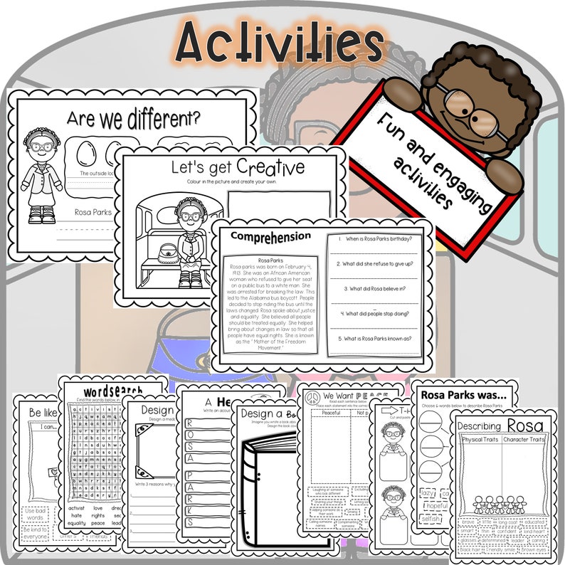 Rosa Parks Grade 1 Activities/year 1/ Worksheets for Kids - Etsy