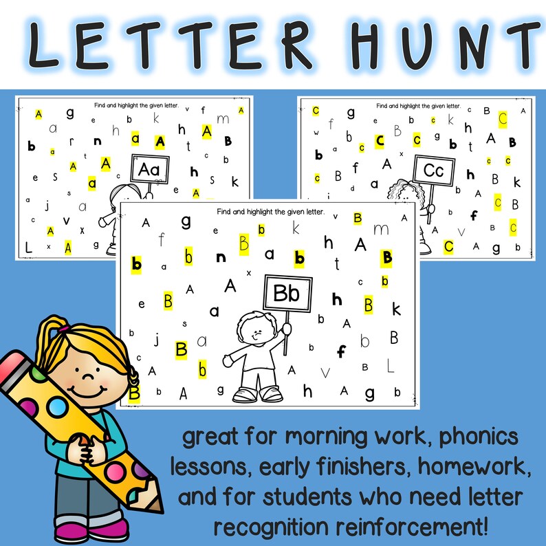 Alphabet Letter Hunt- Upper and Lowercase Letters - Etsy