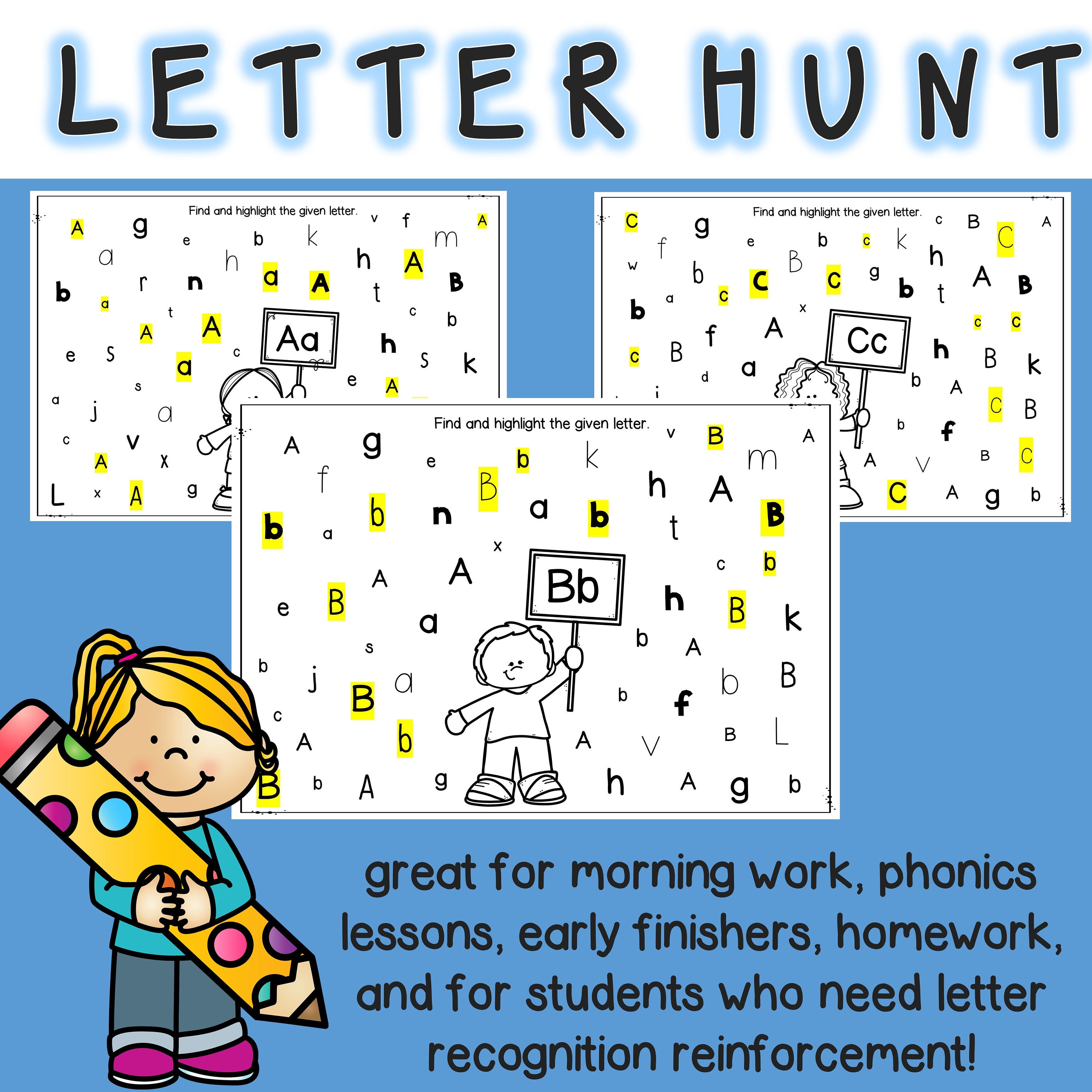 Alphabet Letter Hunt- Upper and Lowercase Letters - Etsy