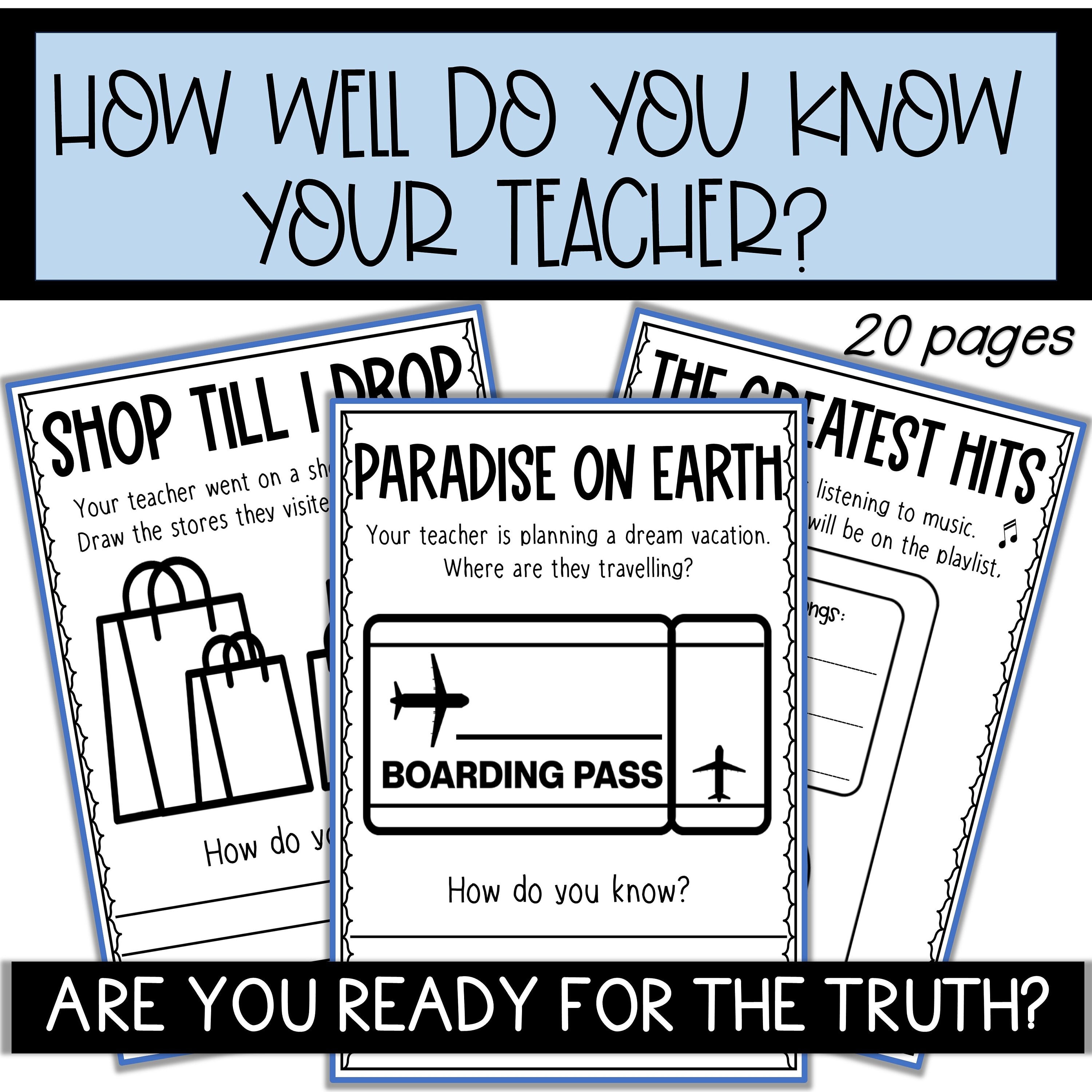 How Well Do You Know Your Teacher? | Making Inferences | End of Year ...