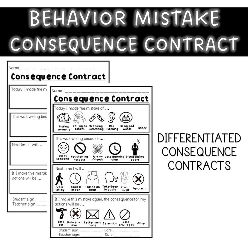 Behavior Reflection Response Sheet /consequence Sheet, Apology Sheet ...