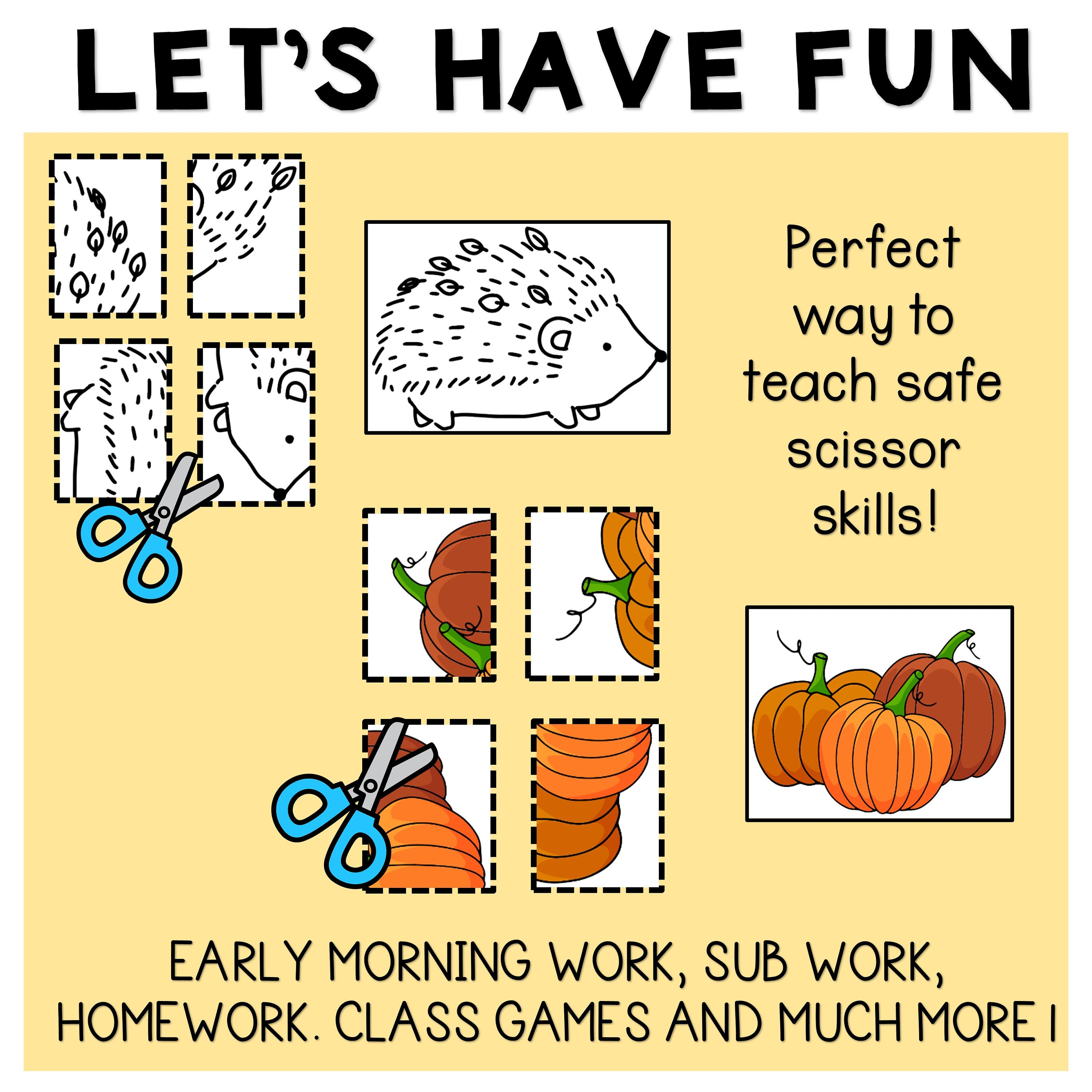 Cut and Paste Fine Motor Puzzles/ Fall Theme/ Kindergarten/ Special ...